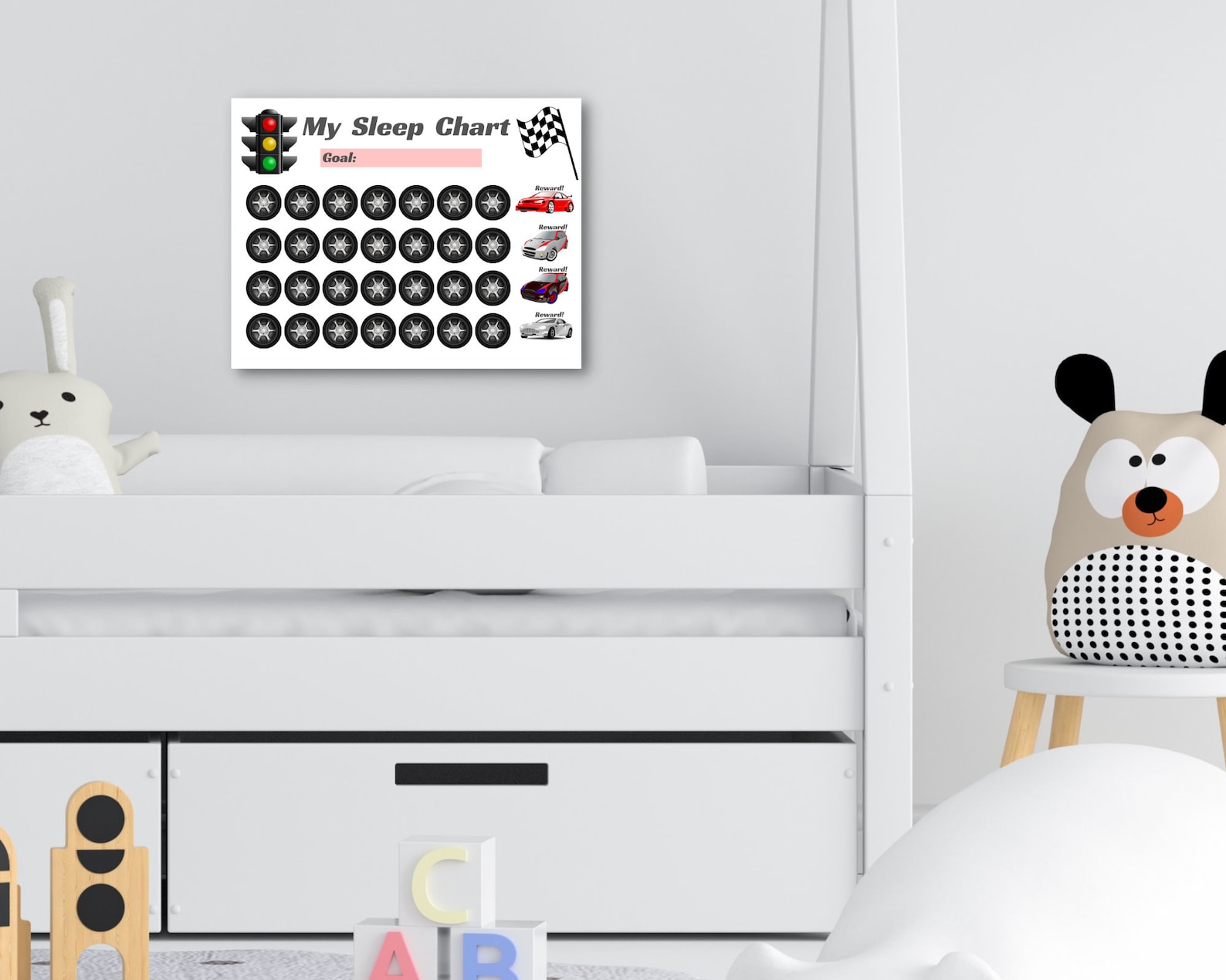 Printable Sleep Sticker Chart, Car Racing Reward Chart for Toddlers and ...