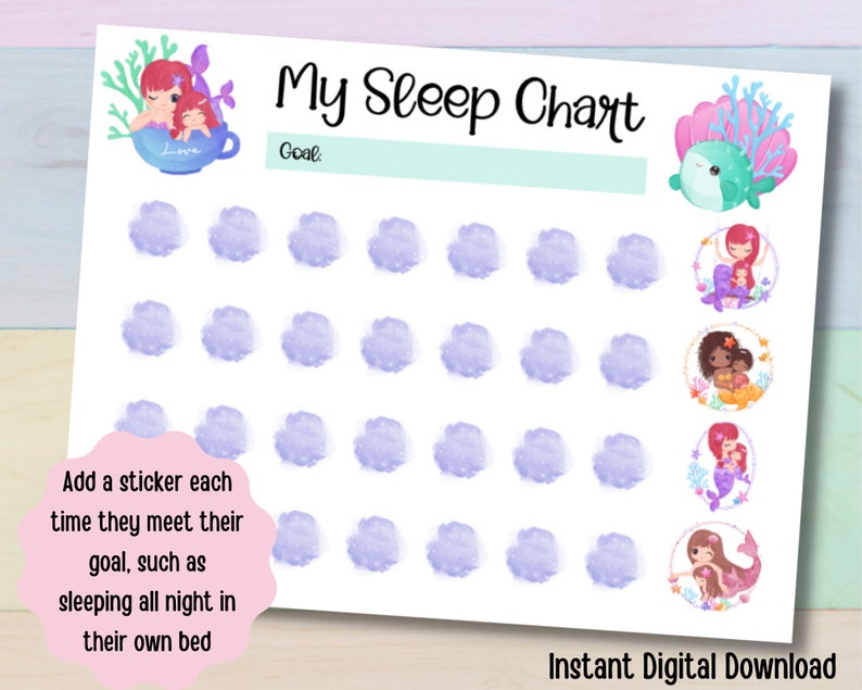 Sleep Sticker Chart Printable, Mermaid Mothers & Daughters Star Reward ...