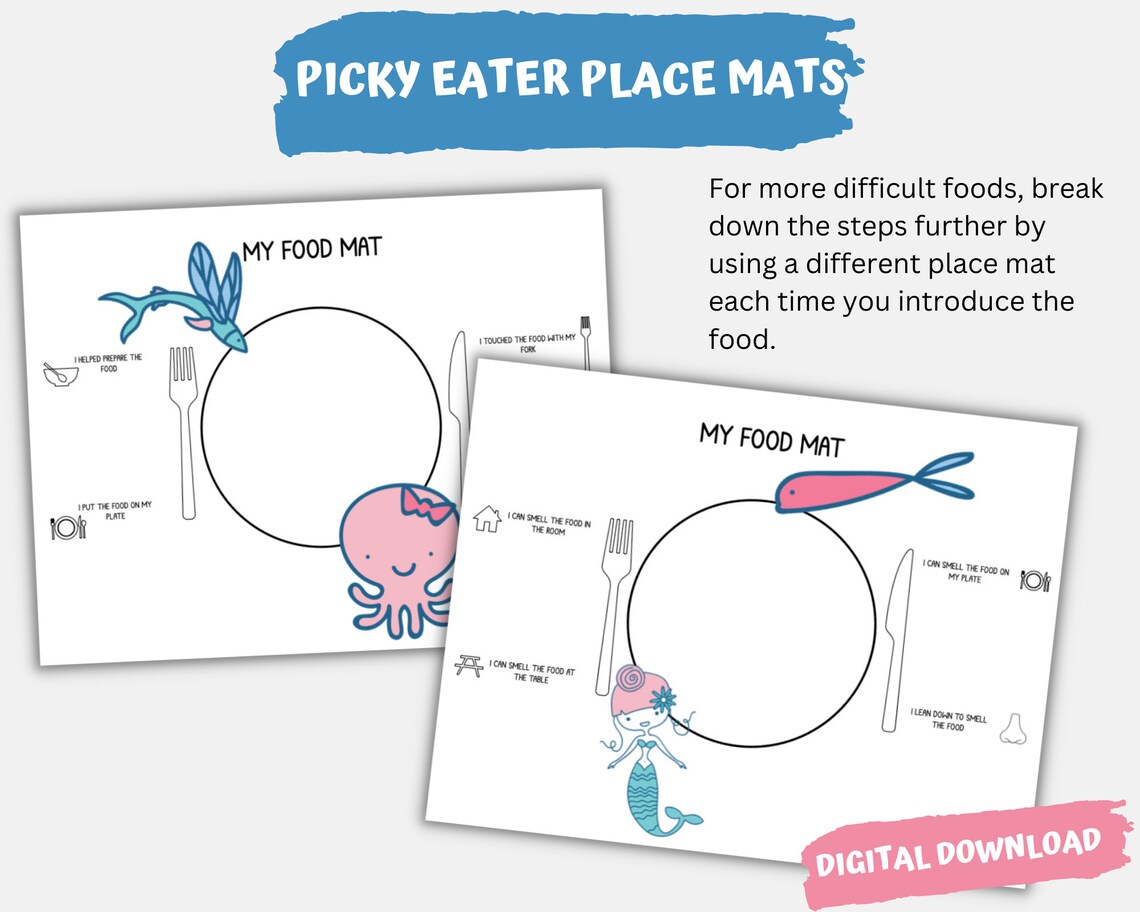 Place Mats for Picky Eaters, Printable Mermaid Food Explorer Worksheet ...