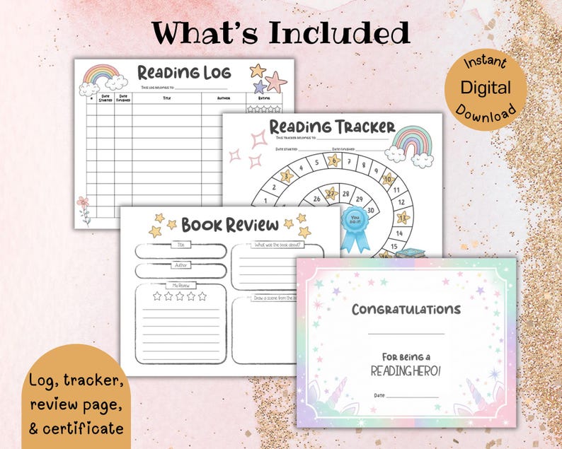 Reading Log and Tracker, Printable Unicorn Reading Incentive for Kids ...