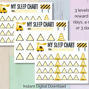 Printable Sleep Sticker Chart Bundle, Construction Reward Tracker for ...