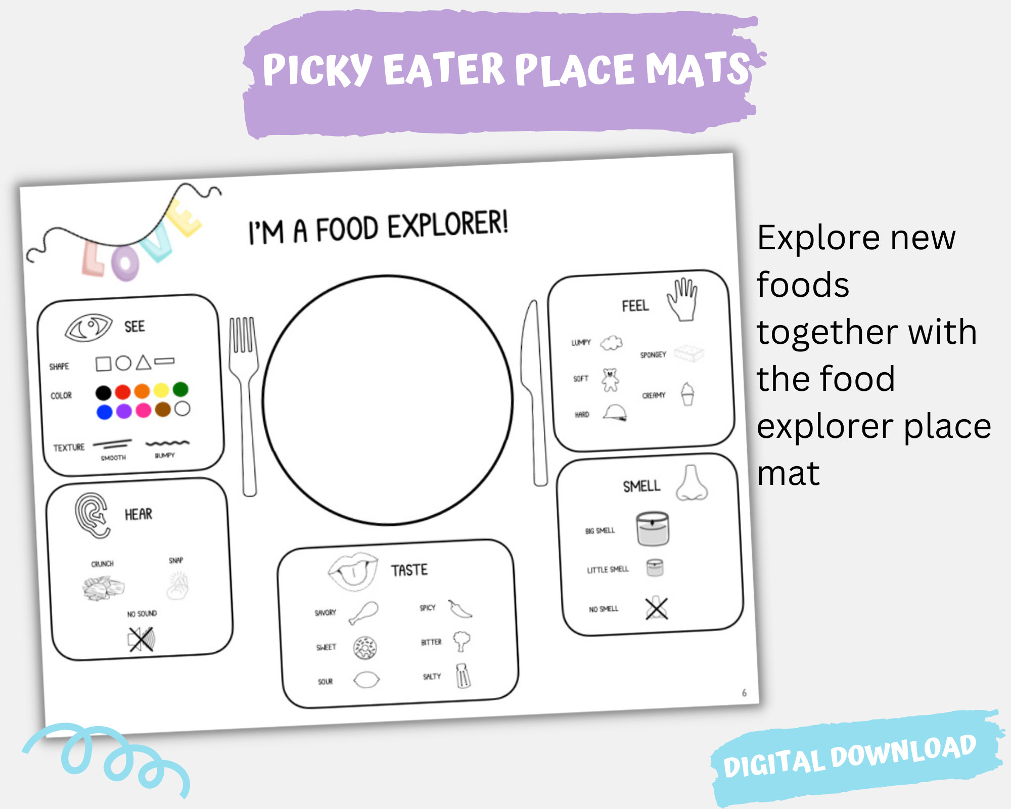 Place Mats for Picky Eaters, Printable Unicorn Food Explorer Worksheet ...