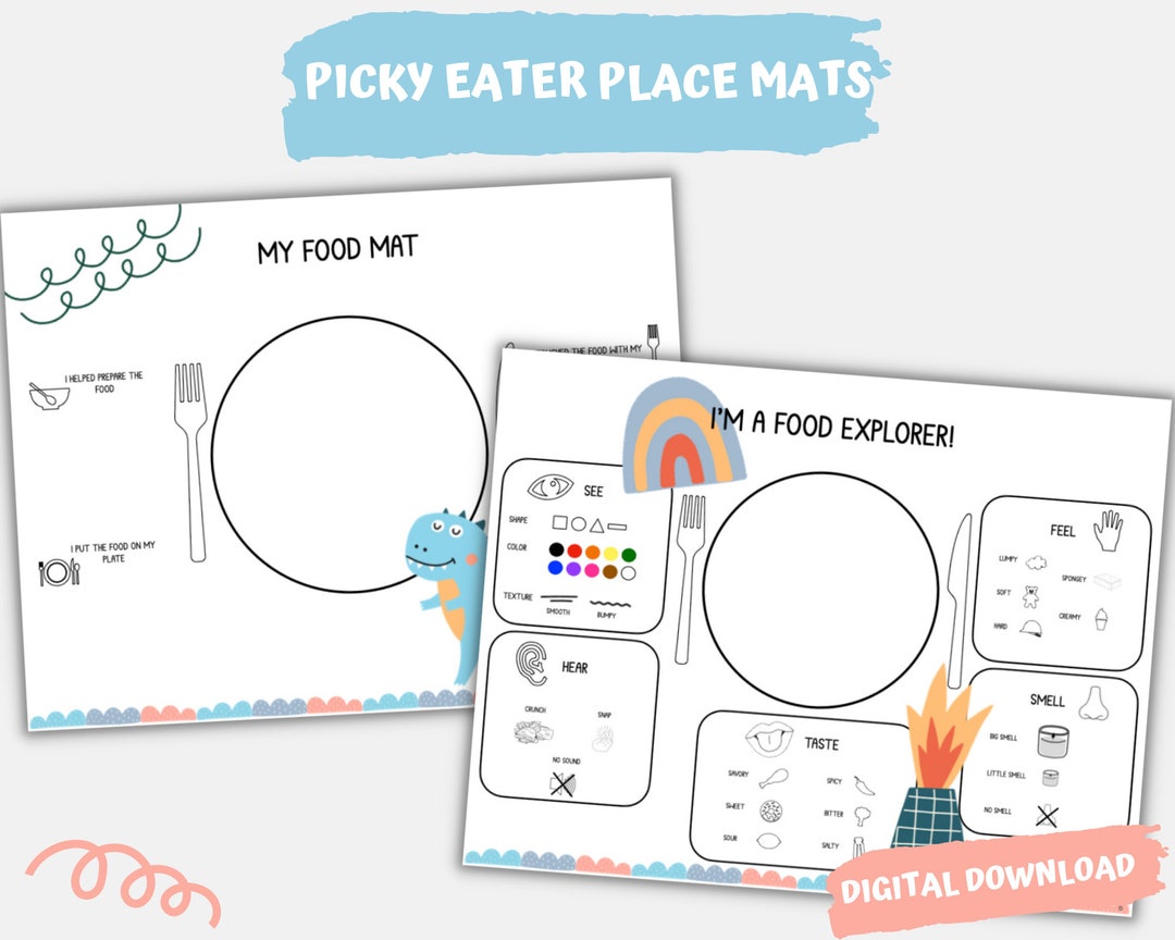 Printable Dinosaur Place Mats for Picky Eaters, Food Explorer Worksheet ...