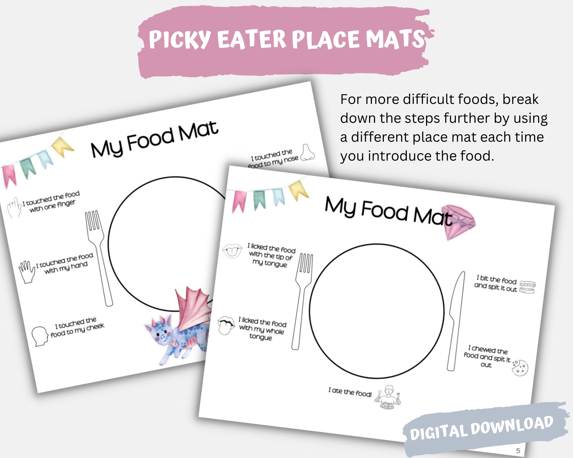 Picky Eater Place Mats, Printable Dragon Food Explorer Worksheet for ...