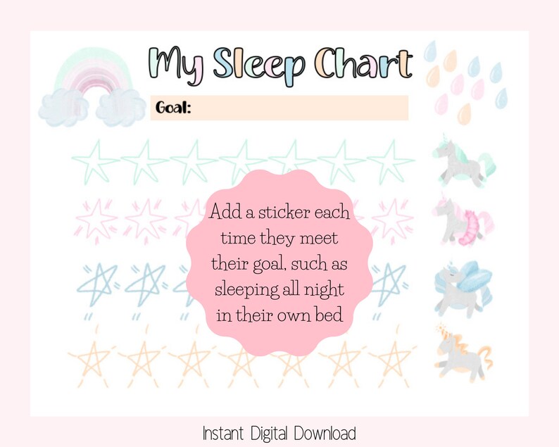 Sleep Sticker Chart Printable, Unicorn Reward Chart for Toddlers and ...
