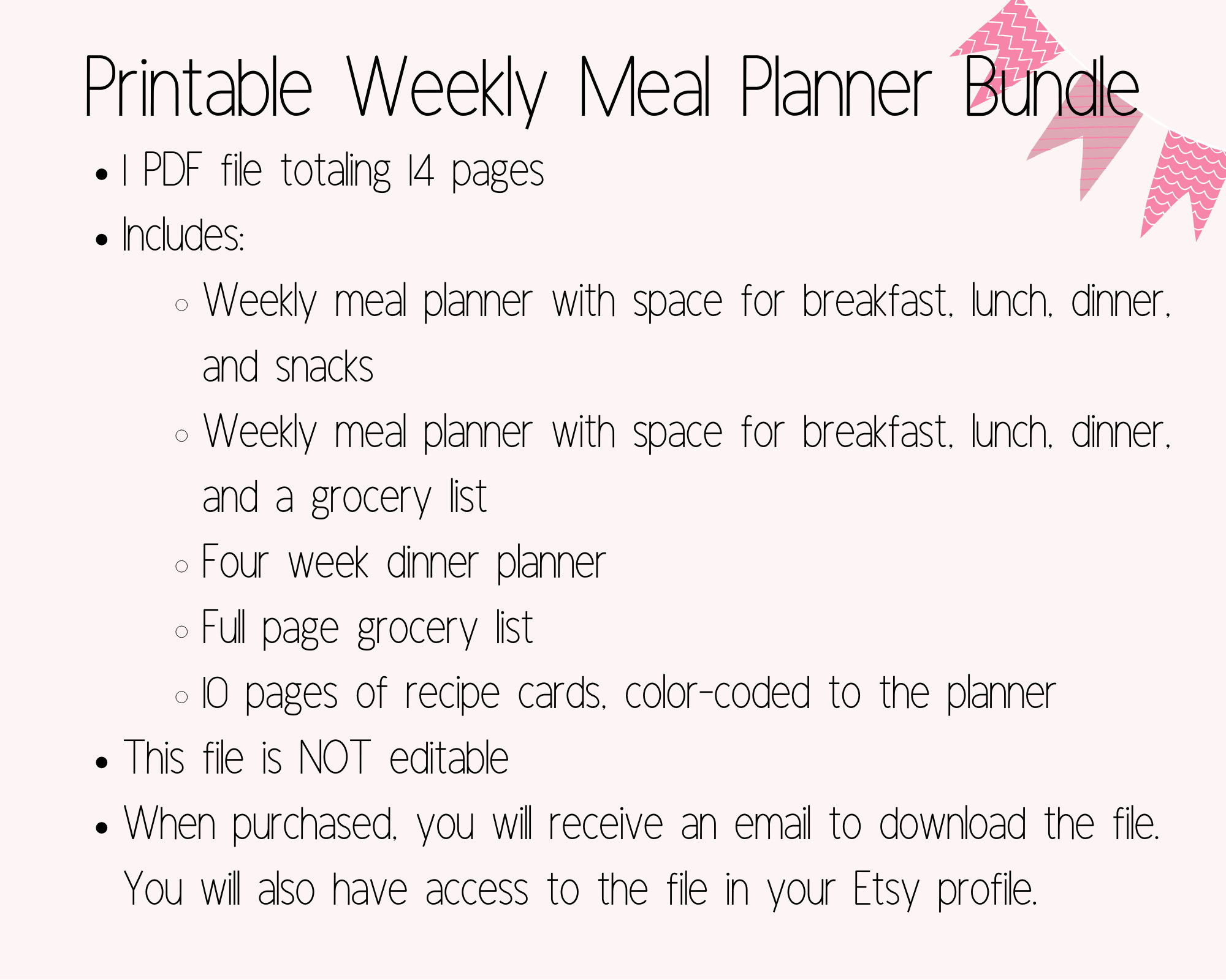 Printable Pink Meal Planning Pages Weekly Menu Planner - Etsy