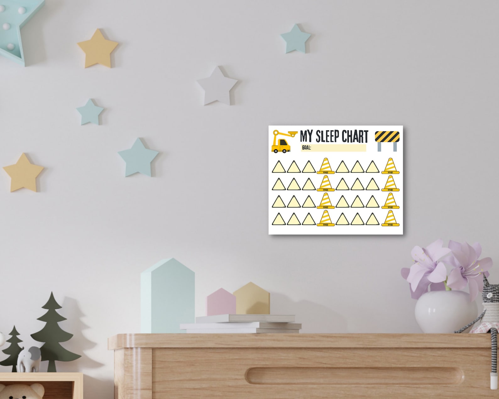 Printable Sleep Sticker Chart Bundle, Construction Reward Tracker for ...