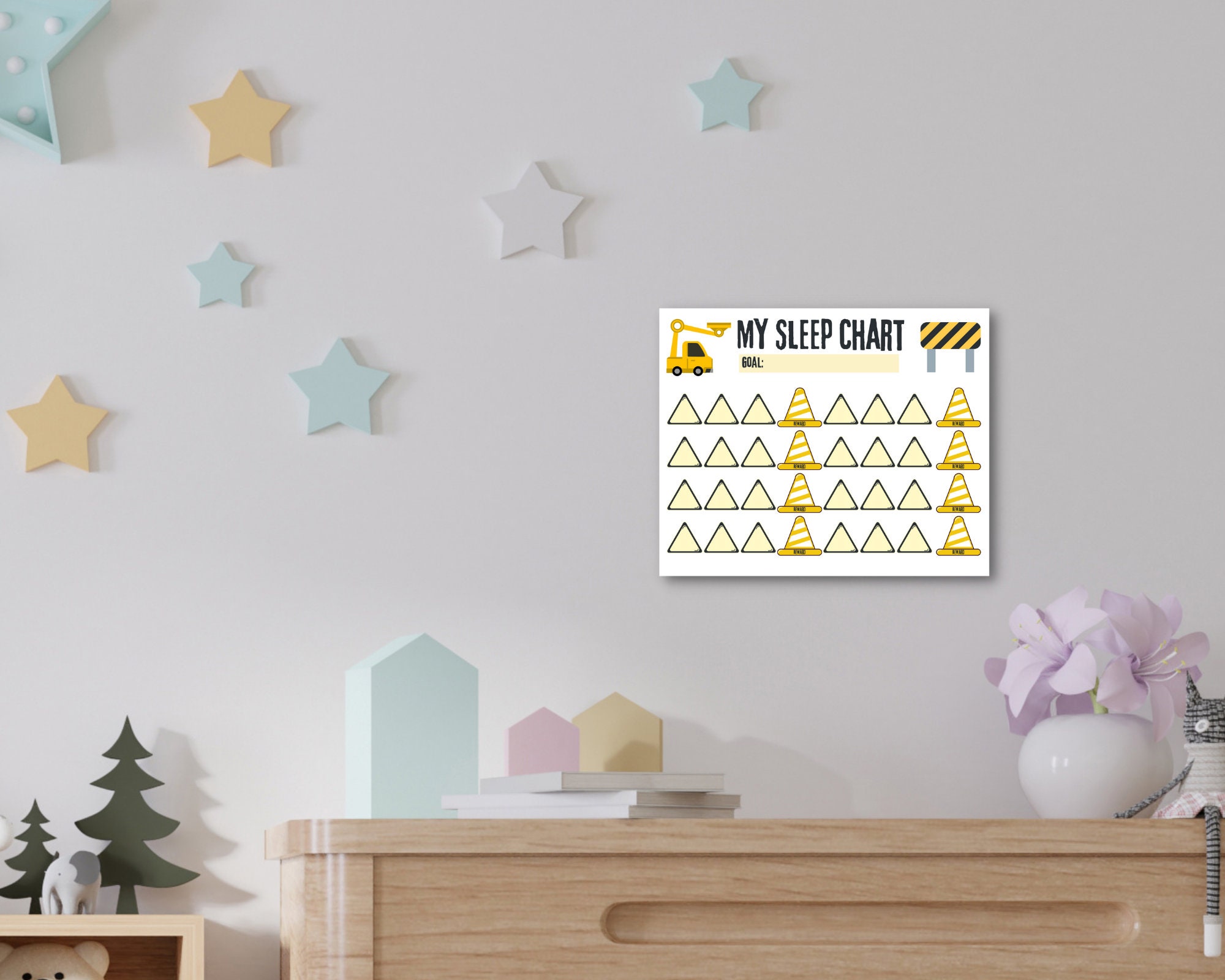Printable Sleep Sticker Chart Bundle, Construction Reward Tracker for ...