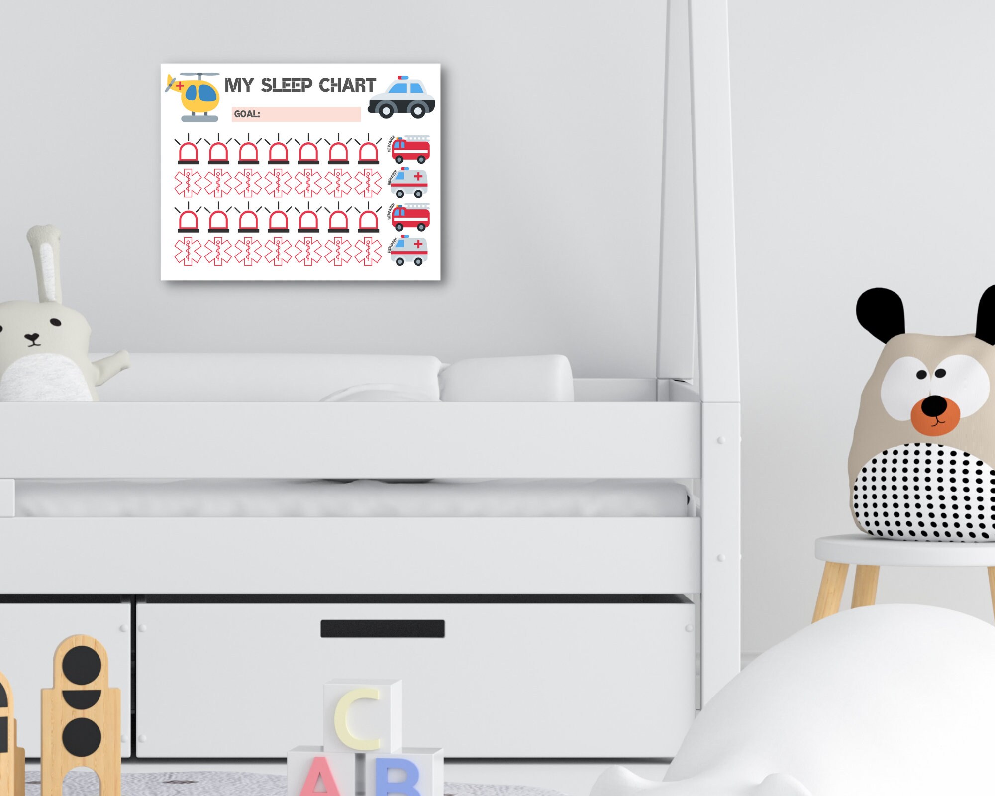 Printable Sleep Sticker Chart Emergency Vehicles Reward Chart - Etsy