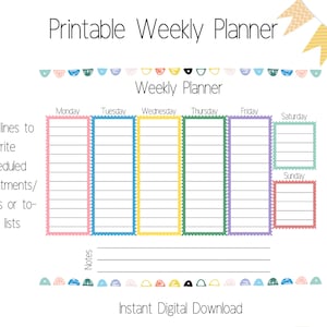 Weekly Planner Bundle Printable Weekly Schedule Planner Meal | Etsy