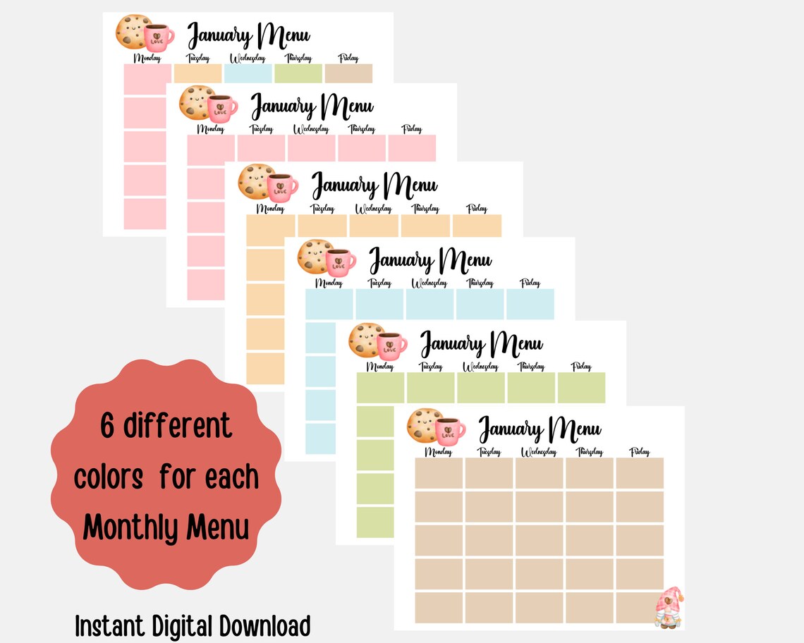 Full Year Weekly & Monthly Meal Planner Printables - Etsy