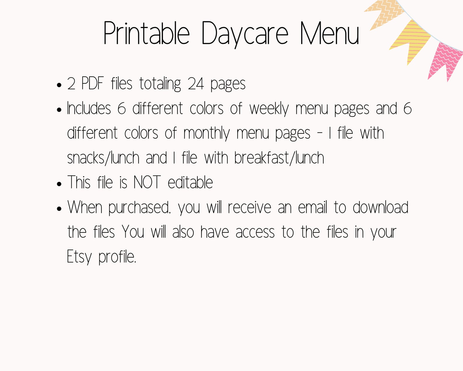 Printable Daycare/preschool Menu, Food Theme, Weekly Snack & Lunch Menu ...