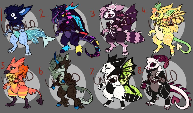 Multi-species Anthro Furry Adopt Batch Fursona Adoptables - Etsy