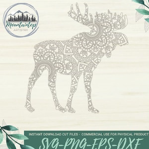 Moose Mandala SVG, Moose Mandala, Moose Zentangle DXF Laser Cut File ...