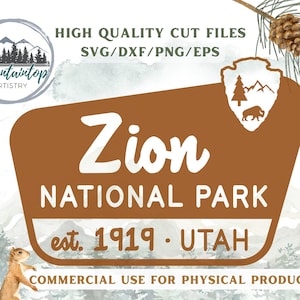 Zion National Park SVG Zion Park Gifts Utah Wall Art National Park Sign ...