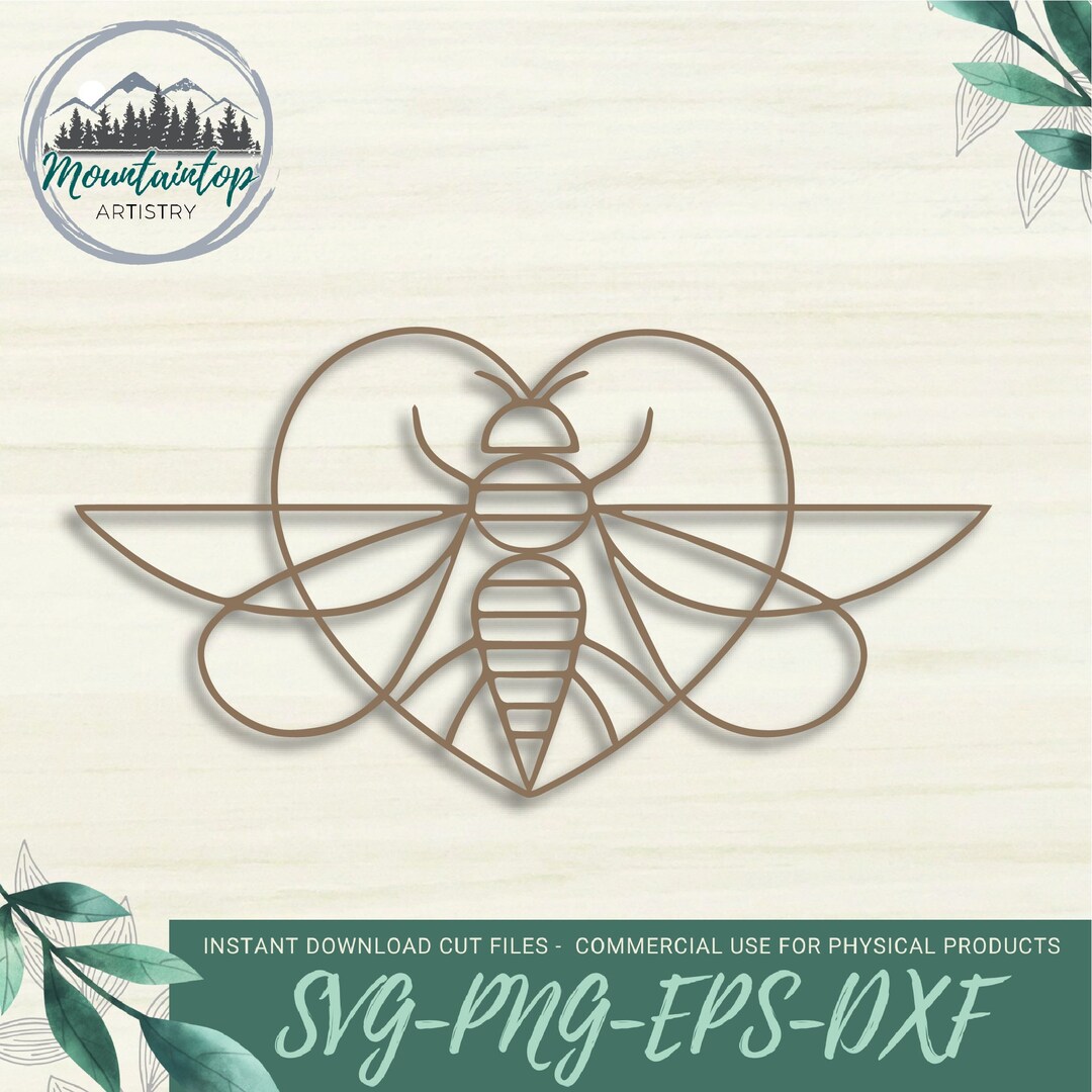 Bee Heart SVG, Bee Lover Wall Art Decal, Save the Bees Laser Engraving ...