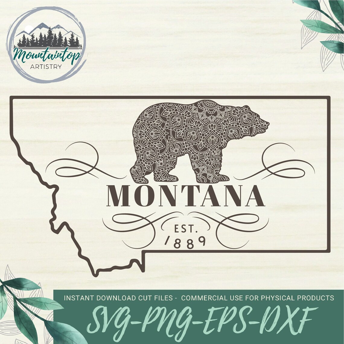 Montana State Grizzly Bear SVG, Montana State Outline, Montana State ...