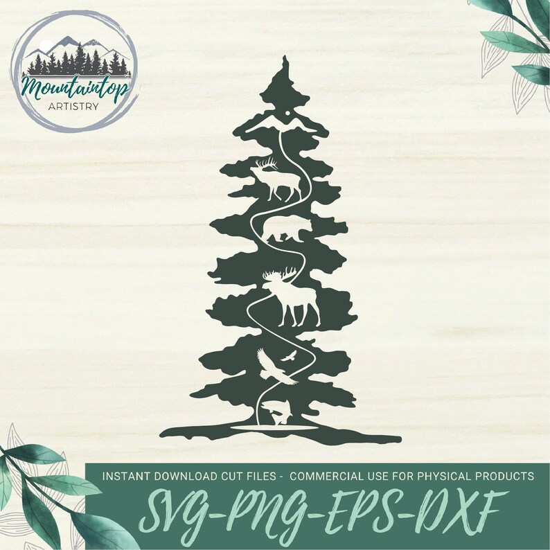 Pine Tree SVG Hiking Trail Wildlife SVG Laser Cut DXF File - Etsy
