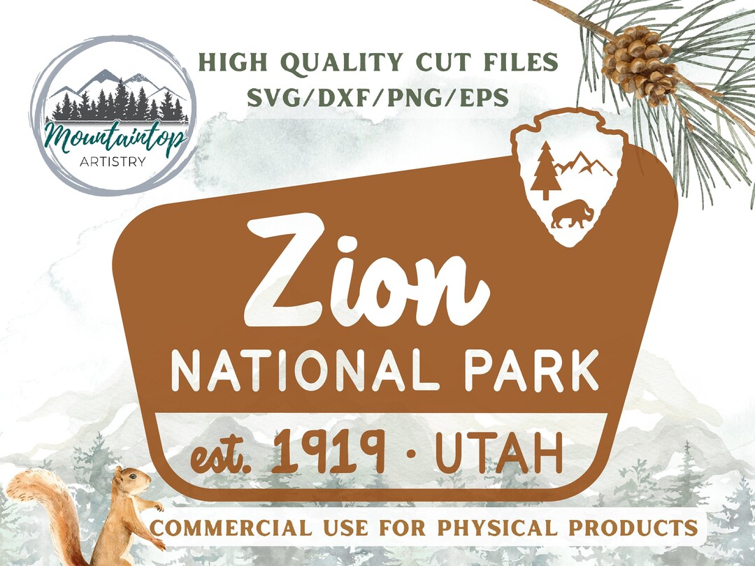 Zion National Park SVG Zion Park Gifts Utah Wall Art National Park Sign ...