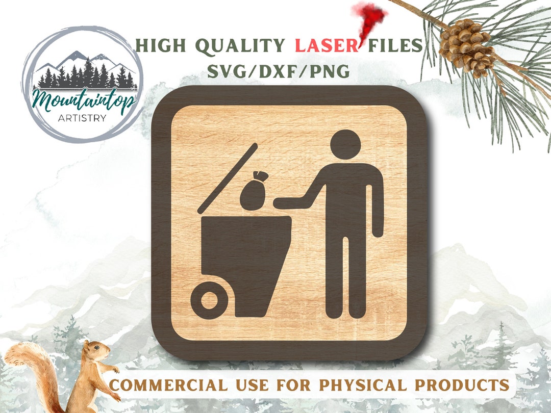 Trash Decal for Garbage Sign Recycling Sticker Laser Engraving Garbage ...