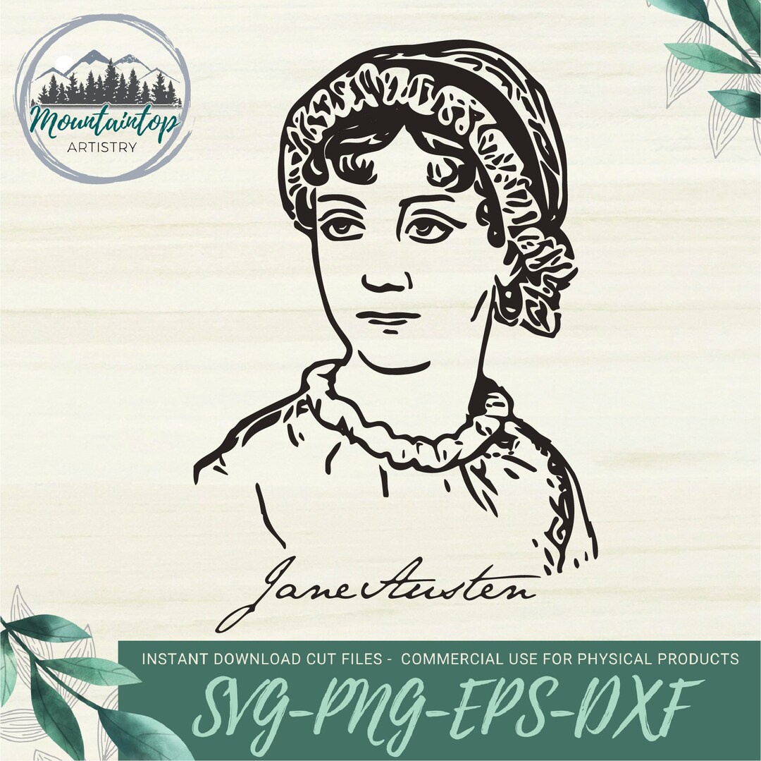 Jane Austen SVG, Jane Austen Picture SVG, Jane Austen Gift - Etsy
