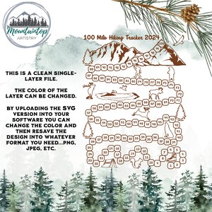 Hiking Tracker Printable Mileage Tracker 100 Mile Walking Tracker Wall ...