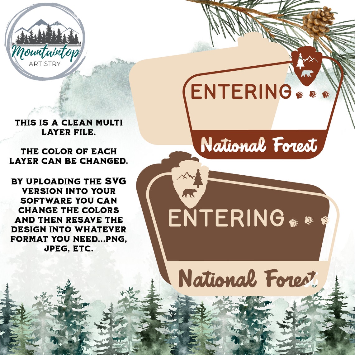 Entering National Forest Sign Customizable Woodland Nursery Decor ...