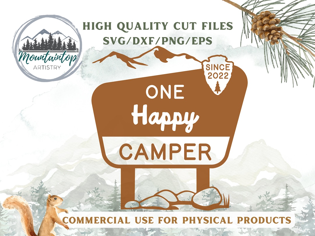 One Happy Camper Sign National Park Decor Camping Birthday Theme ...