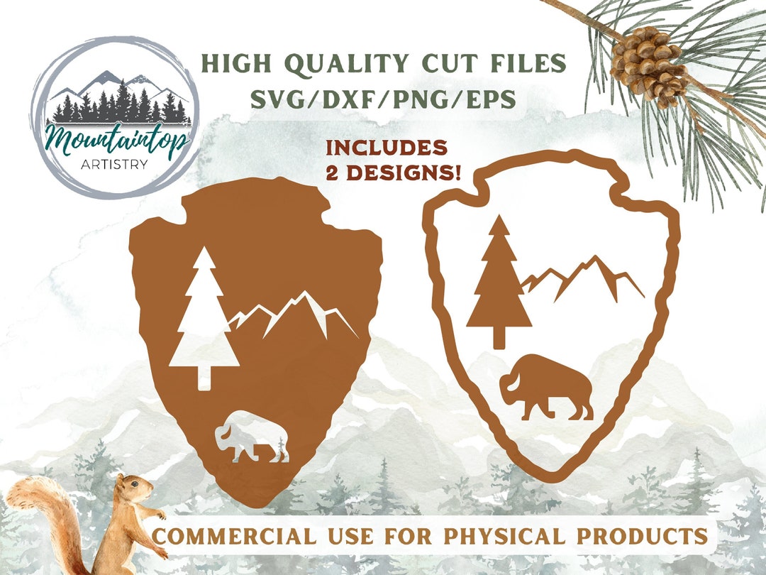 National Park Arrowhead Wall Art Bison Gift Camping Birthday Woodland ...