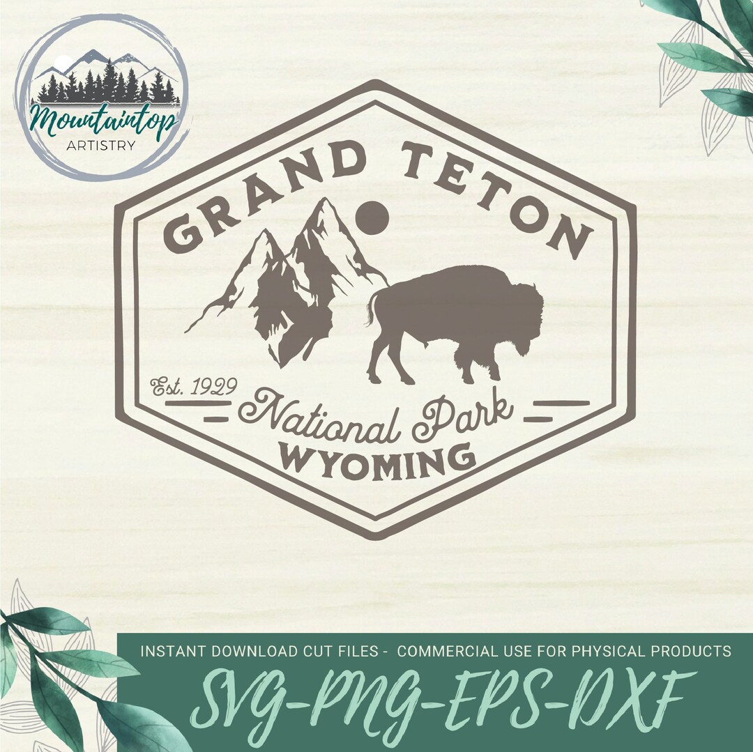 Grand Teton National Park Gift Wyoming Shirt PNG National Park Wall Art ...