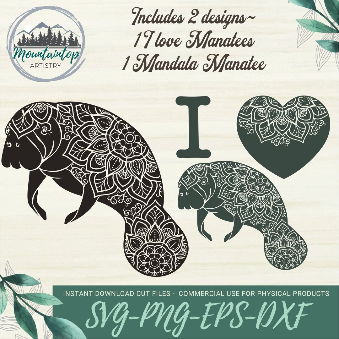 Manatee Mandala SVG, I Love Manatees SVG, Mandala SVG - Etsy Australia