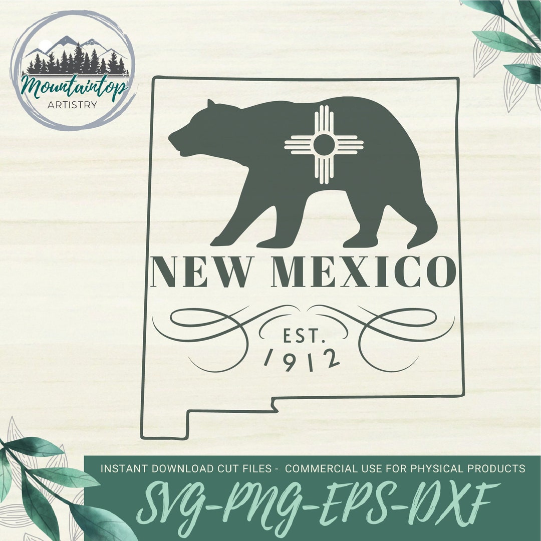 New Mexico State SVG, New Mexico State Outline, New Mexico Black Bear ...