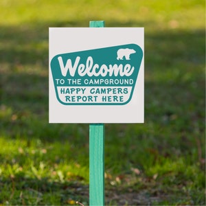 Happy Campers Welcome Sign Campground PNG Camping Birthday Decor ...