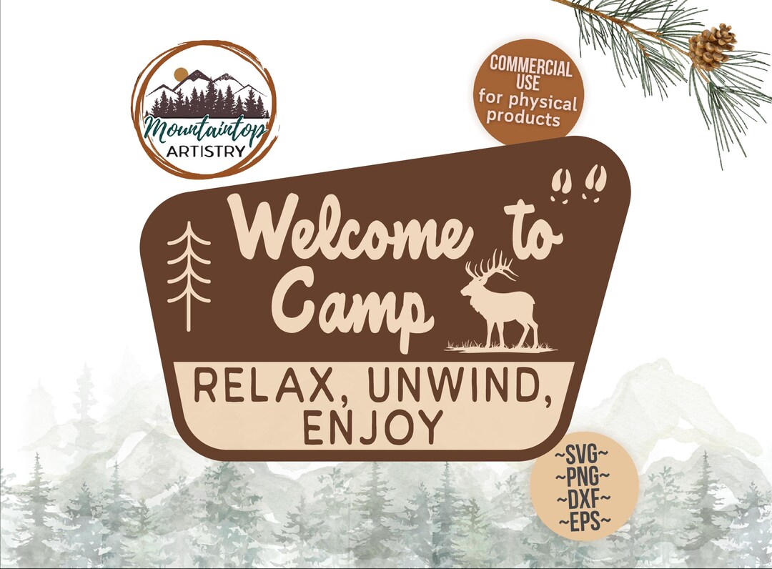 Welcome to Camp Sign for Hunters Gift Elk Wall Art Hunting Camp Decor ...