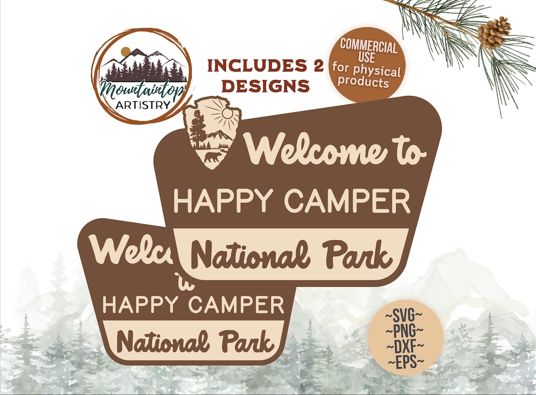 Happy Camper National Park Signs Woodland Wall Art Nature Themed Baby ...