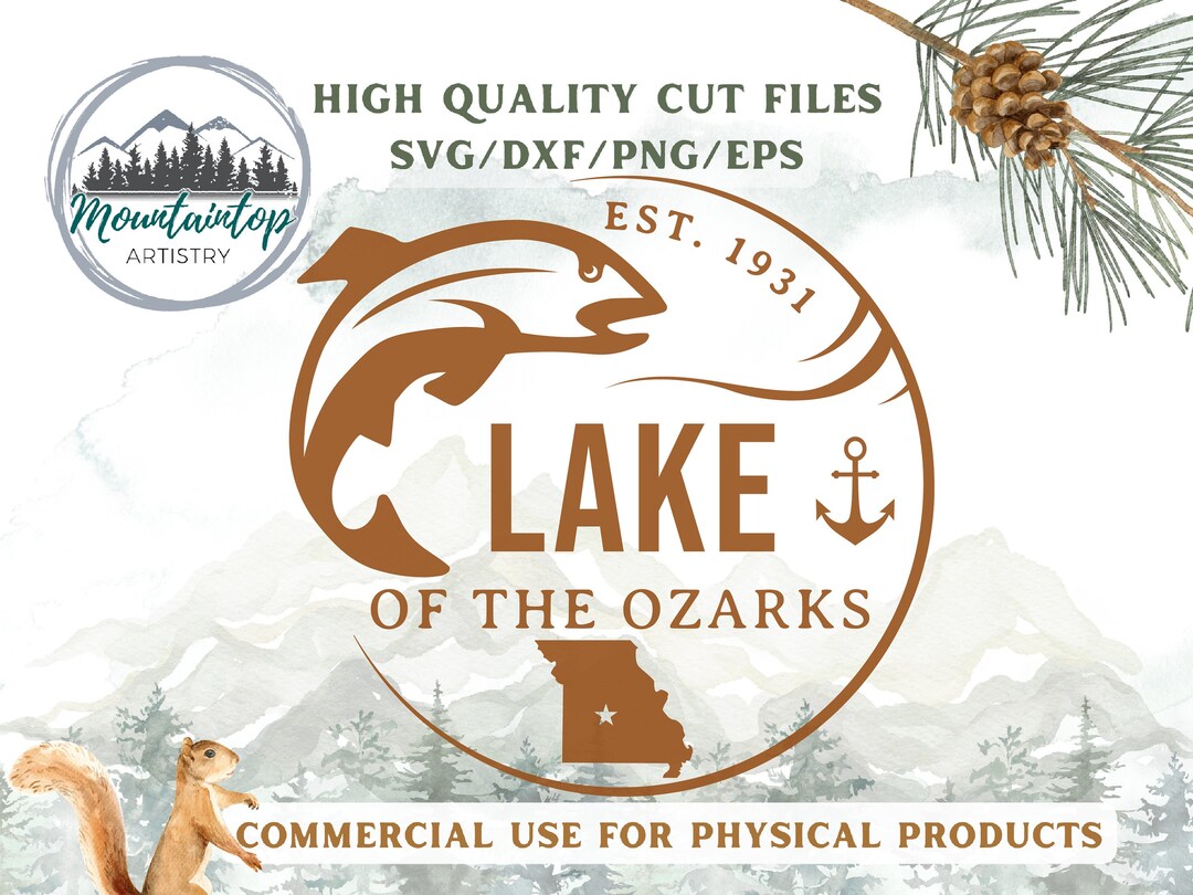 Lake of the Ozarks SVG Fathers Day Fishing Gift Wall Art Lake House ...