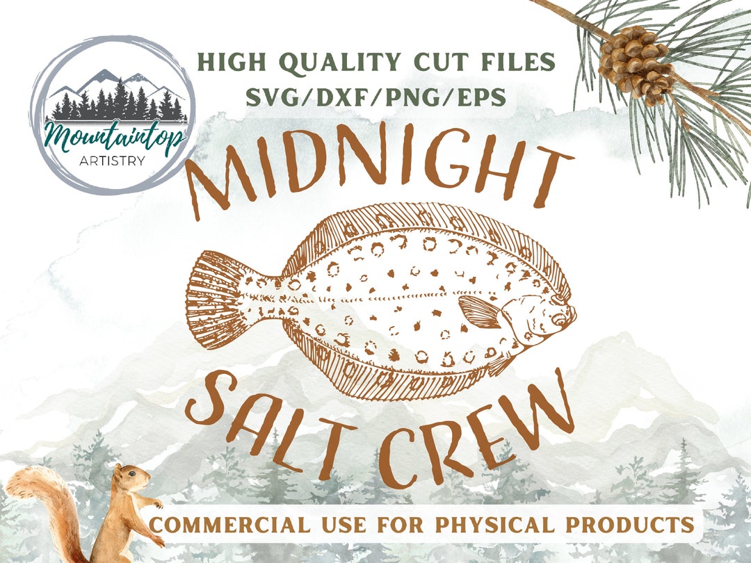 Midnight Salt Crew Flounder SVG Fishing Gift for Him Flounder Gigging ...