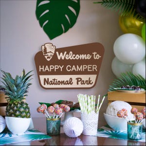 Happy Camper National Park Signs Woodland Wall Art Nature Themed Baby ...