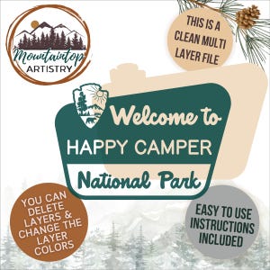 Happy Camper National Park Signs Woodland Wall Art Nature Themed Baby ...