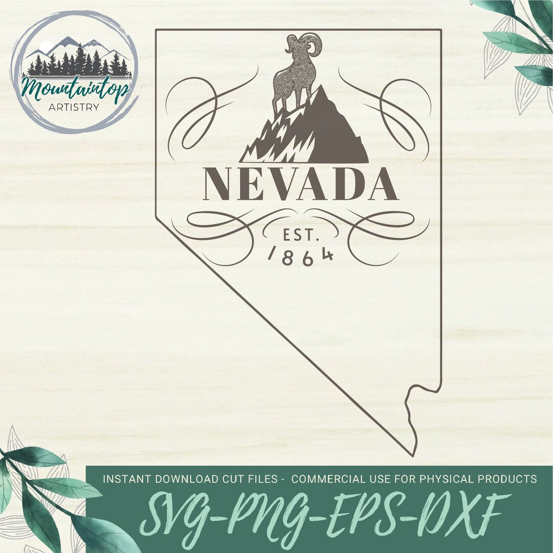 Nevada State Animal SVG Nevada Outline Desert Wall Art Bighorn Sheep ...