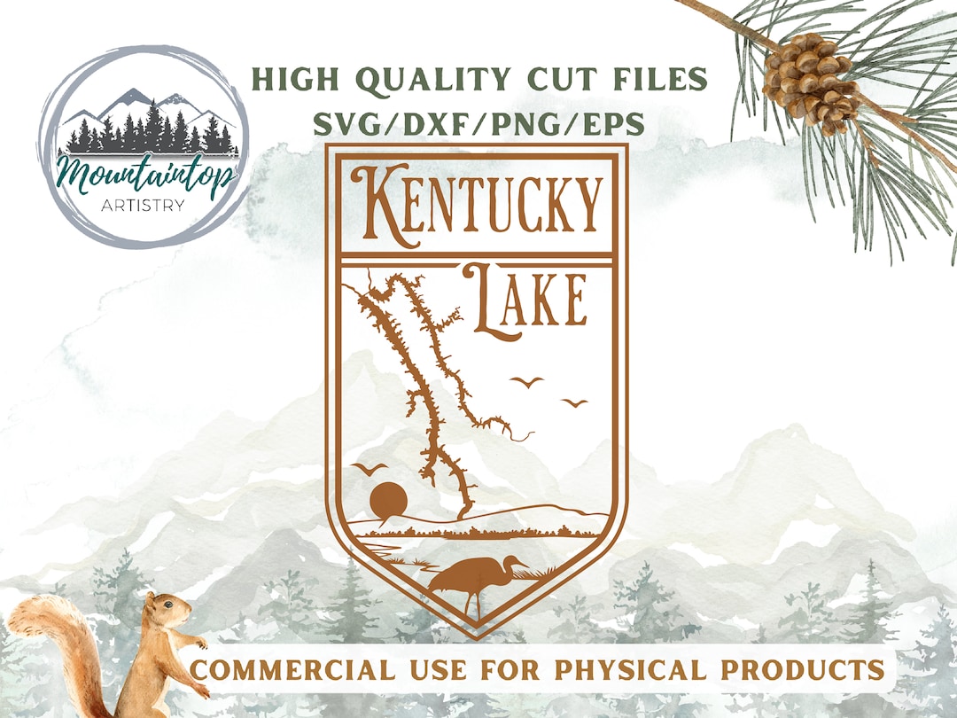 Kentucky Lake Wall Art Fishing Gift Lake House Decor Kentucky Lake Map ...