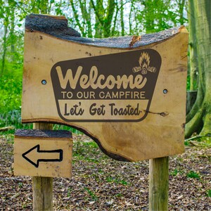 Welcome to Our Campfire Sign Let's Get Toasted Camping Gift Woodland ...