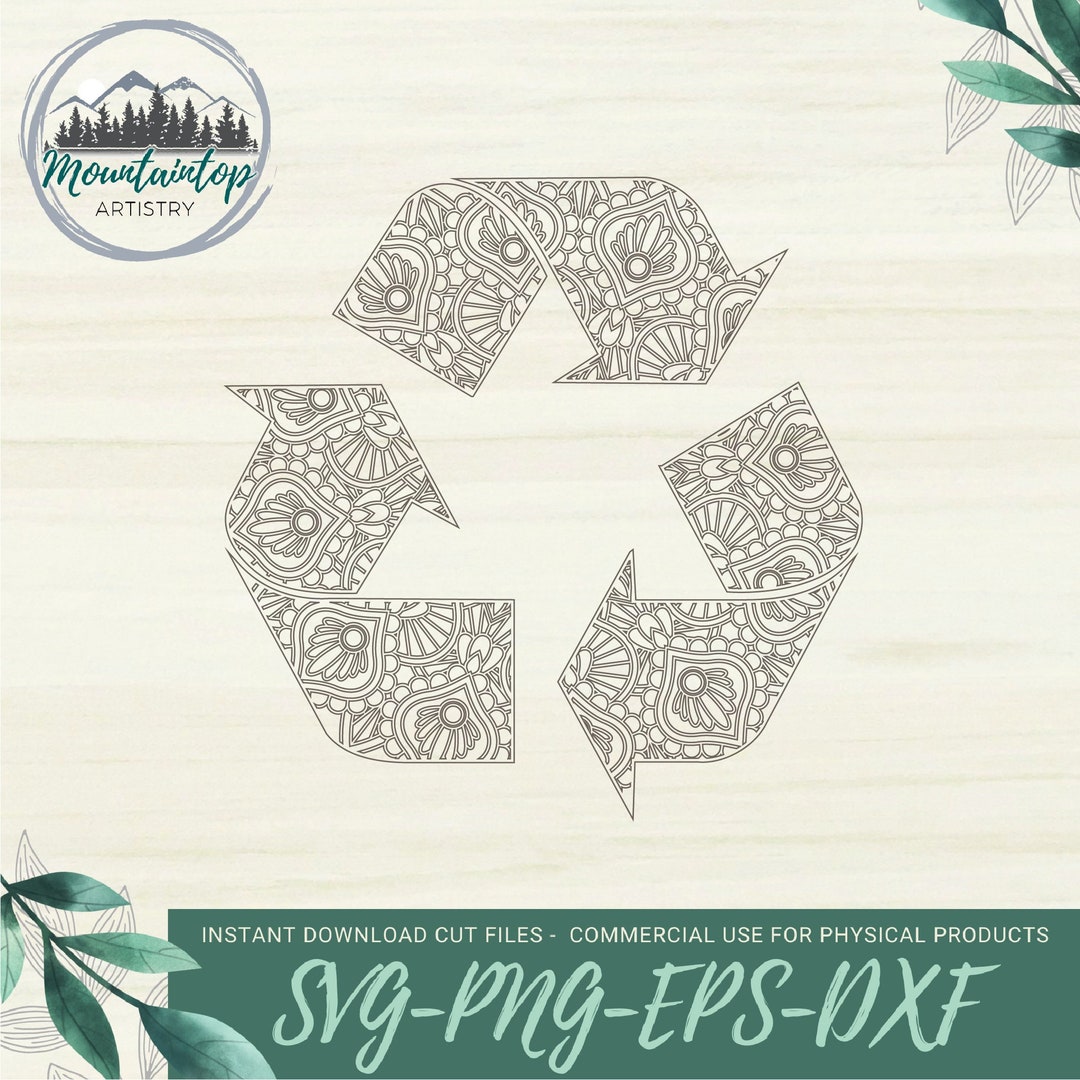 Mandala Recycle Symbol SVG Zentangle Recycle Symbol Earth - Etsy