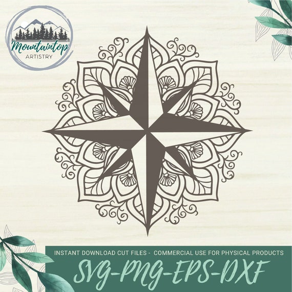 Mandala Compass Rose SVG Nautical Compass Compass Rose - Etsy