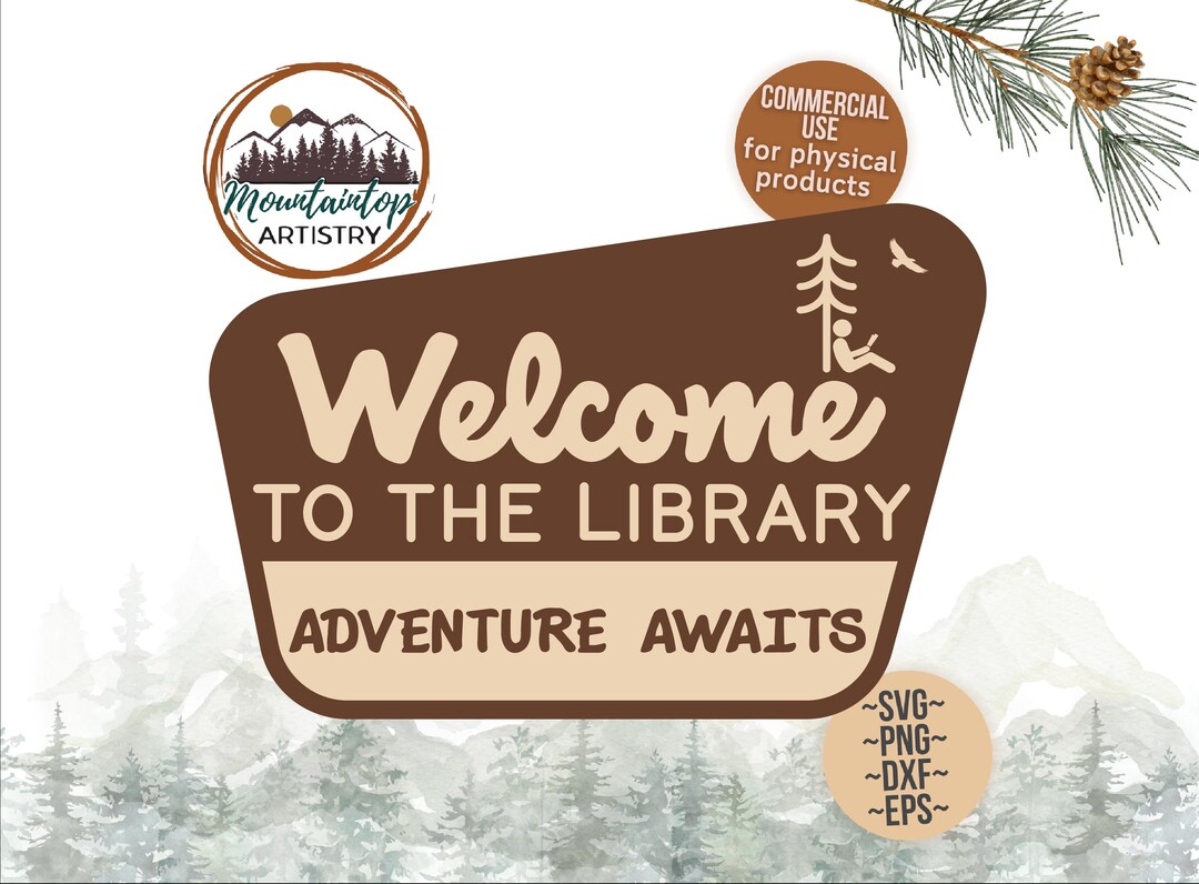 Library Welcome Sign National Park Theme Sign Woodland Decor Forest ...