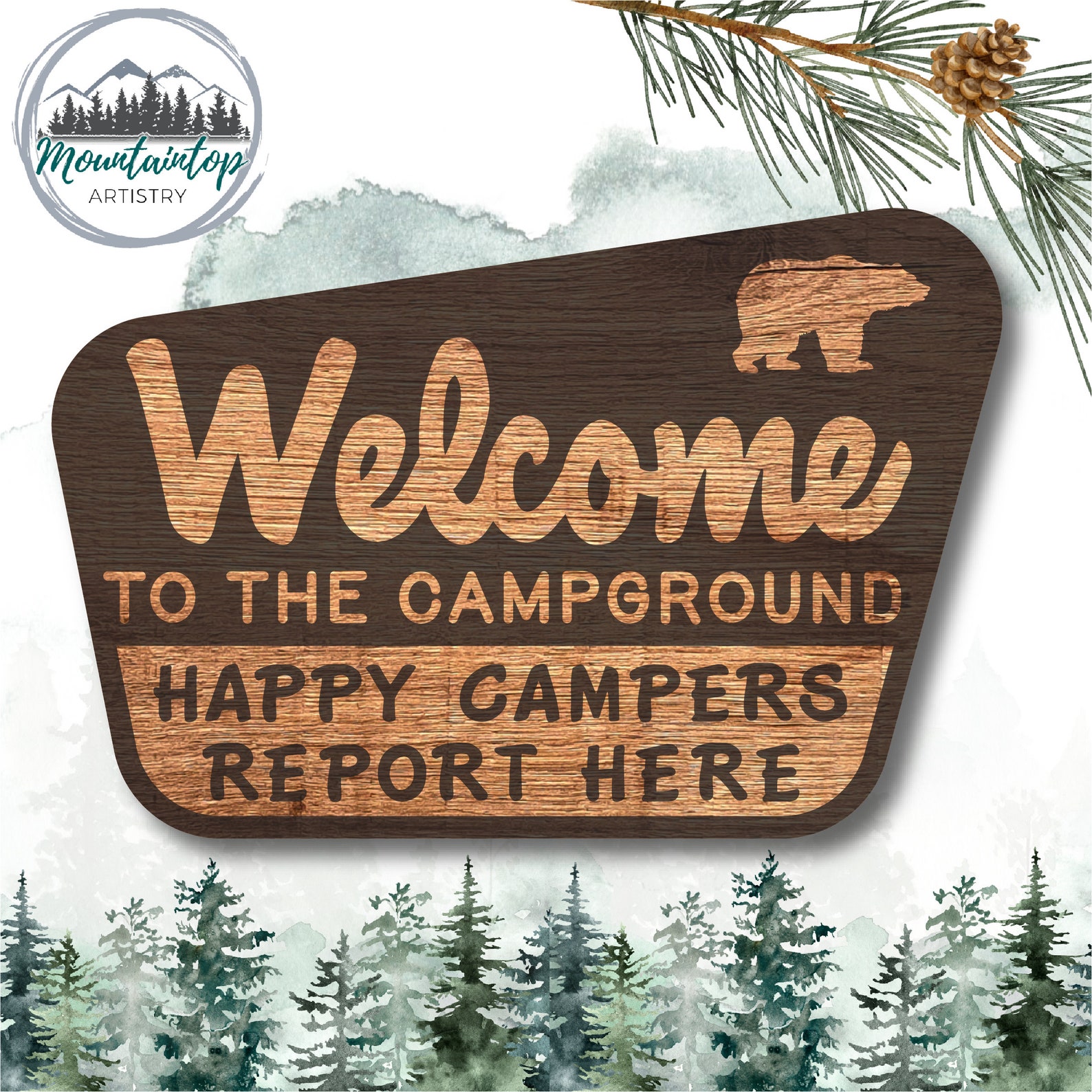 Happy Campers Welcome Sign Campground PNG Camping Birthday Decor ...