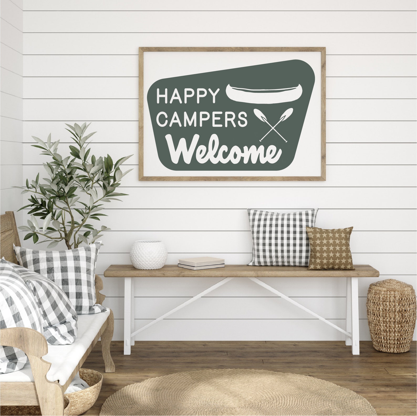 Happy Campers Welcome Sign SVG, Lake Welcome Sign, Canoe Welcome Sign ...
