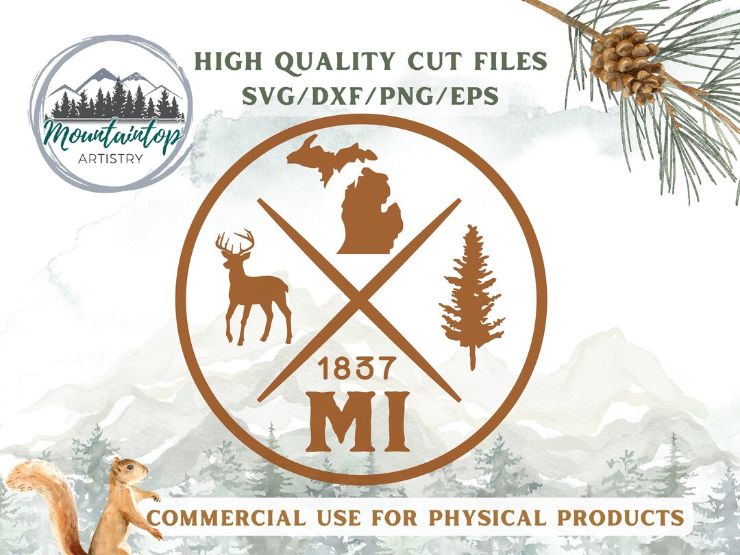 Michigan Wall Art Whitetail Decor Michigan Gift for Hikers Wildlife Art ...