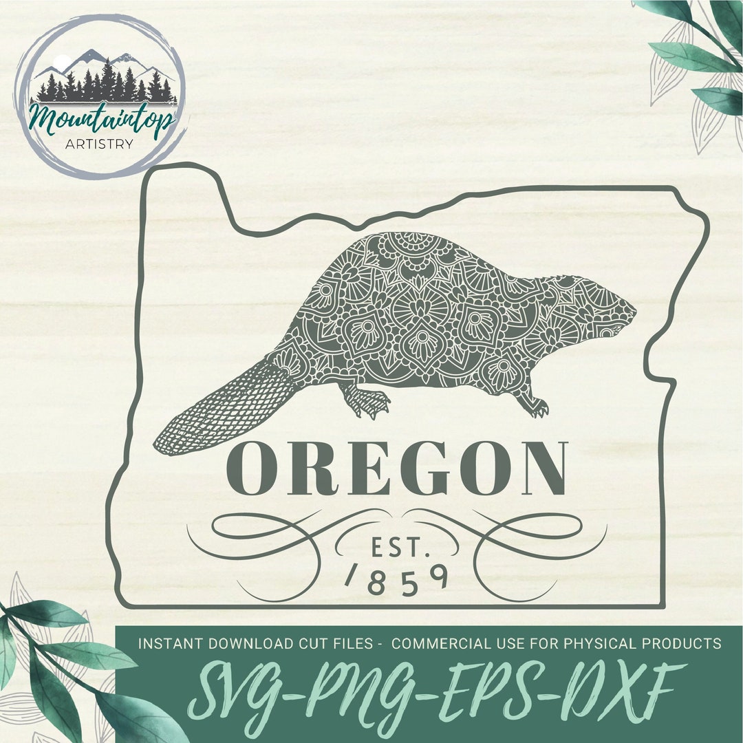 Oregon State Animal SVG, Oregon Beaver, Oregon State Outline, Mandala ...