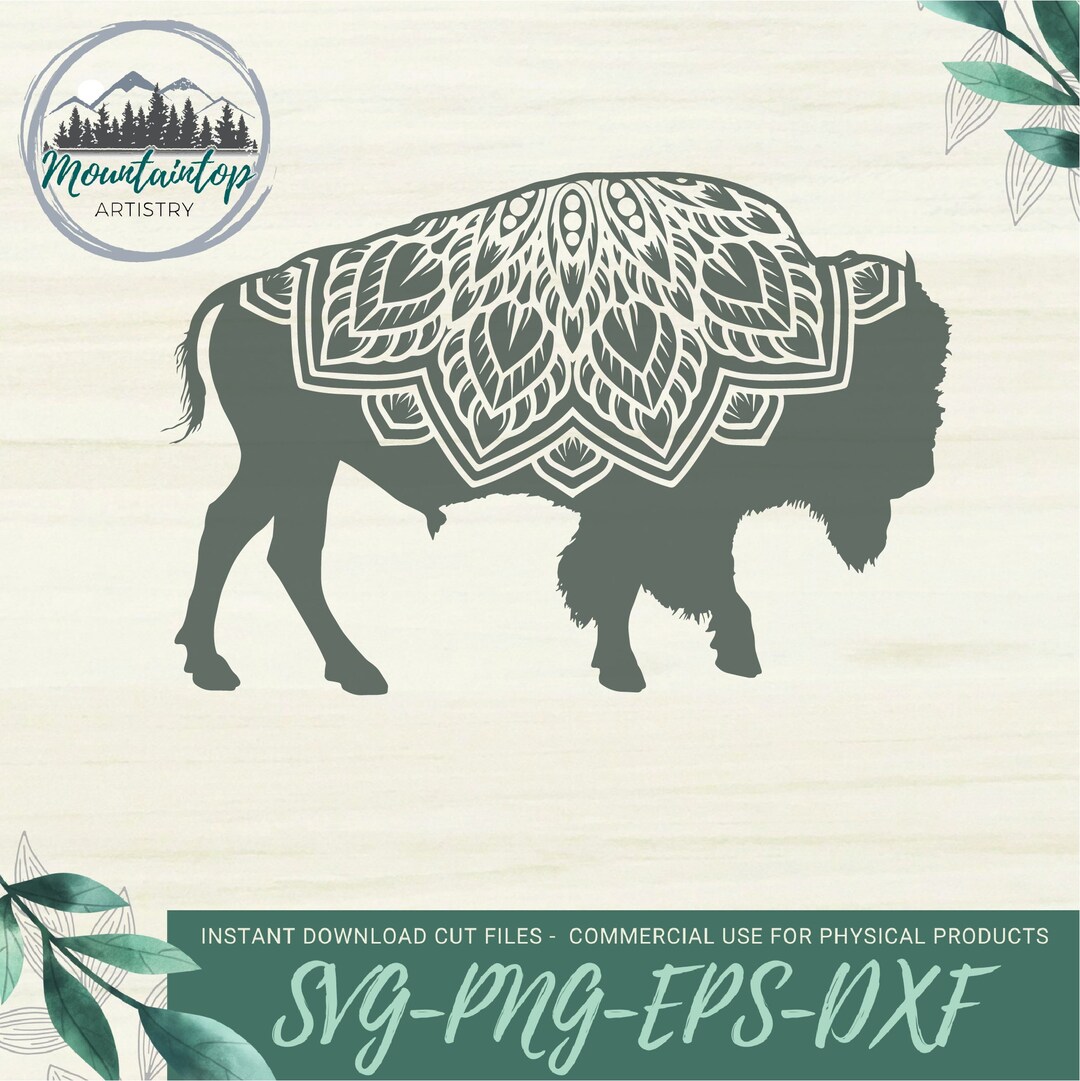 Mandala Bison SVG, Zentangle Buffalo SVG, Boho Bison SVG, Bison Gift ...